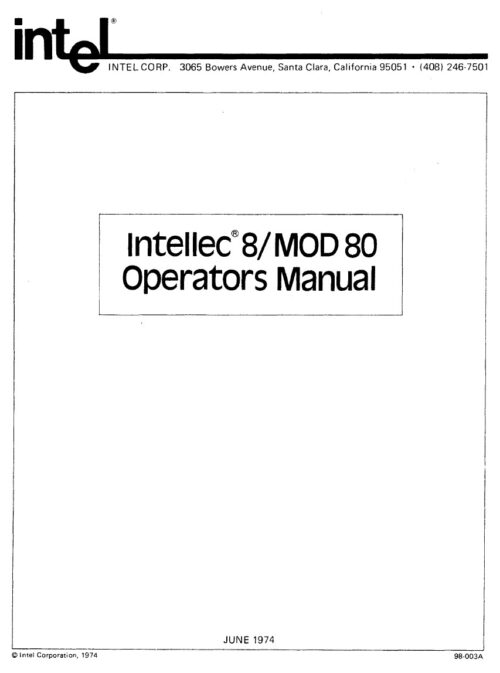 Intel Intellec 8/80 Documentation » Bits Of The Golden Age