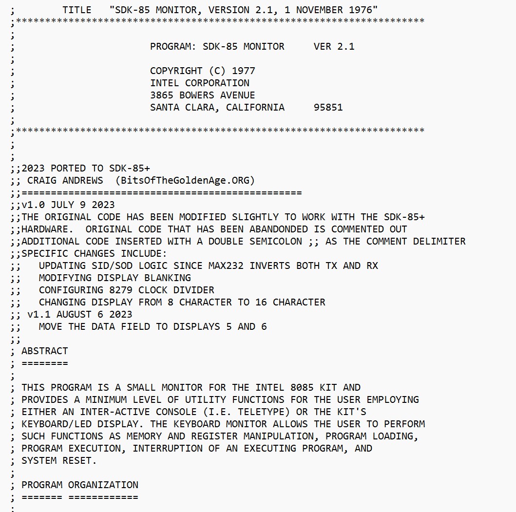 SDK-85+ Documentation » Bits Of The Golden Age