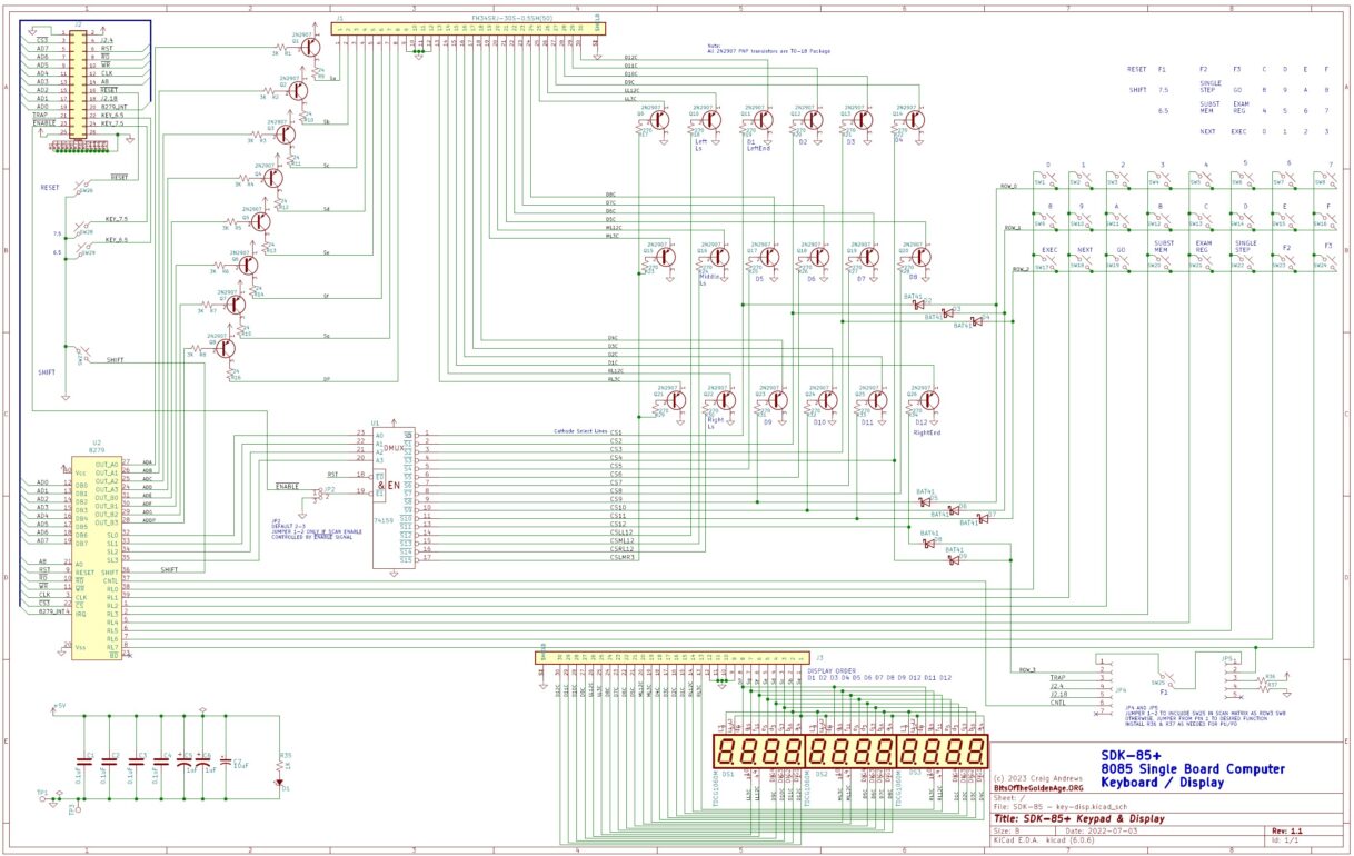 SDK-85+ Keypad/Display Schematic v1.1 » Bits Of The Golden Age